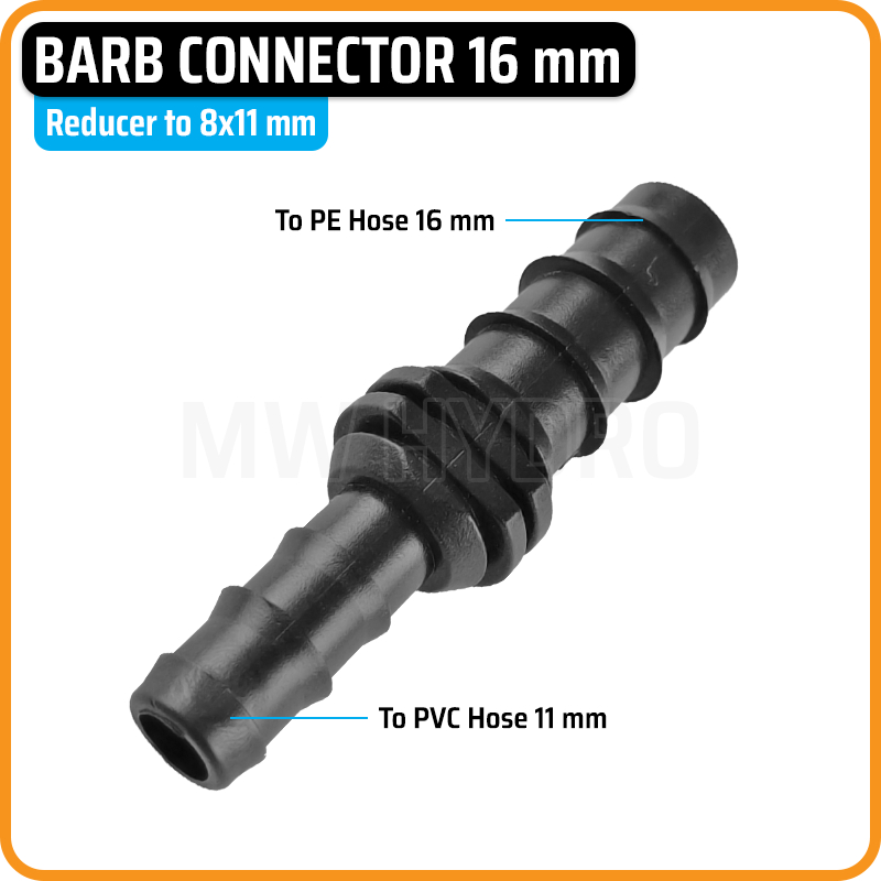 Jual Barb Connector 16 mm - Reducer 11 mm | Konektor Selang PE Irigasi Hidroponik - Reducer ...