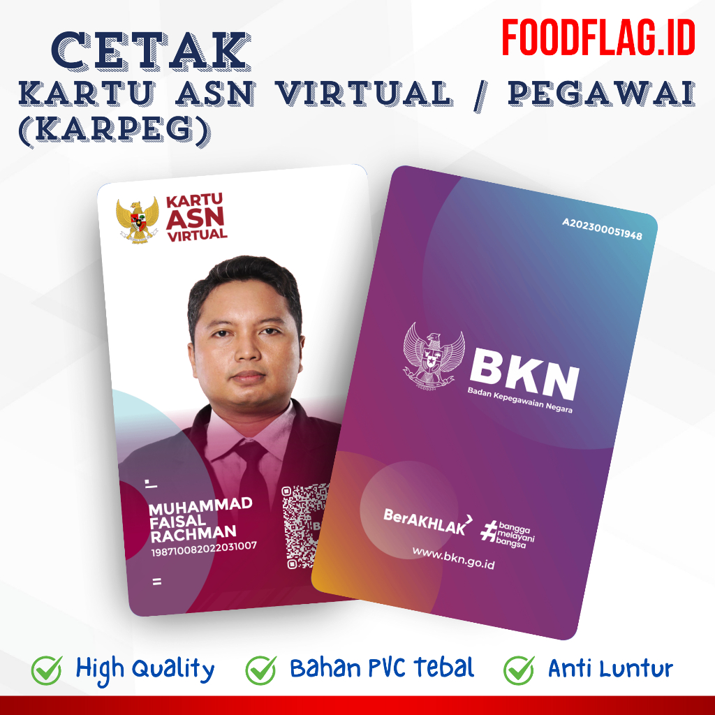 Jual Cetak Kartu ASN Virtual / Kartu Pegawai (Karpeg) | Shopee Indonesia