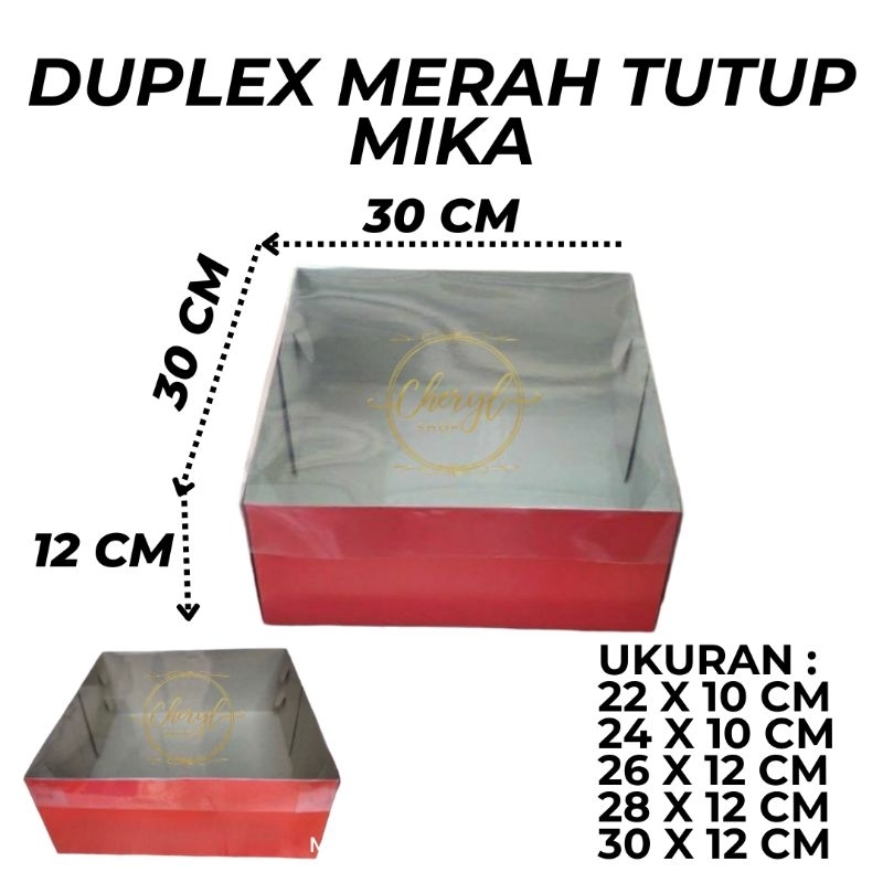 Jual (10 PCS) DOS / DUS KUE IVORY MERAH TUTUP MIKA TINGGI 10 CM & 12 CM ...