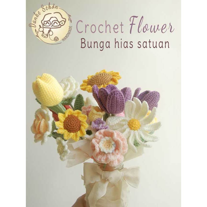 Jual PO ! Handmade Bunga Rajut bunga hias Satuan | Hadiah ulang tahun ...