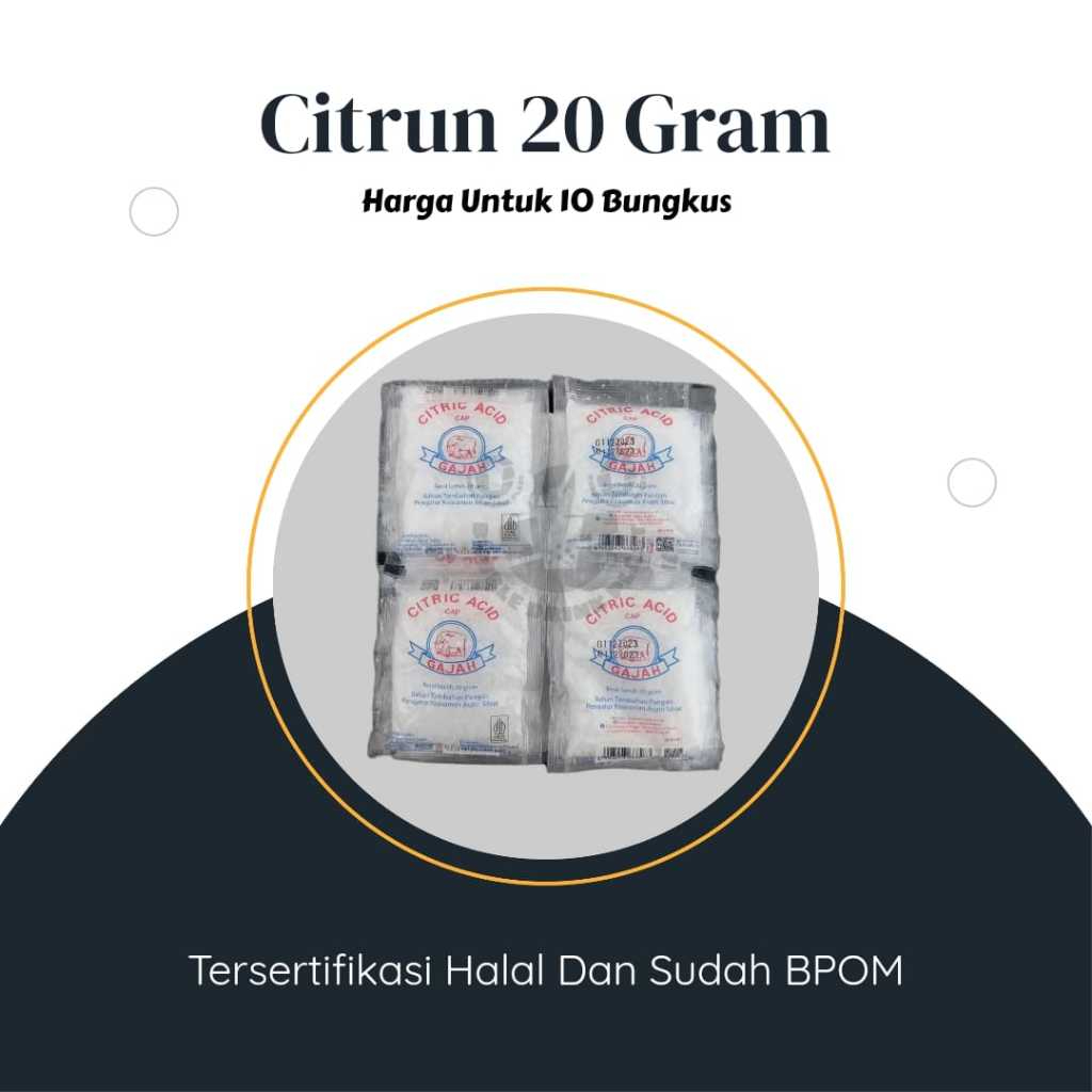 Jual Citrun Cap Gajah 20gr Isi 10 Bungkus / Citric Acid / Asam Sitrat ...
