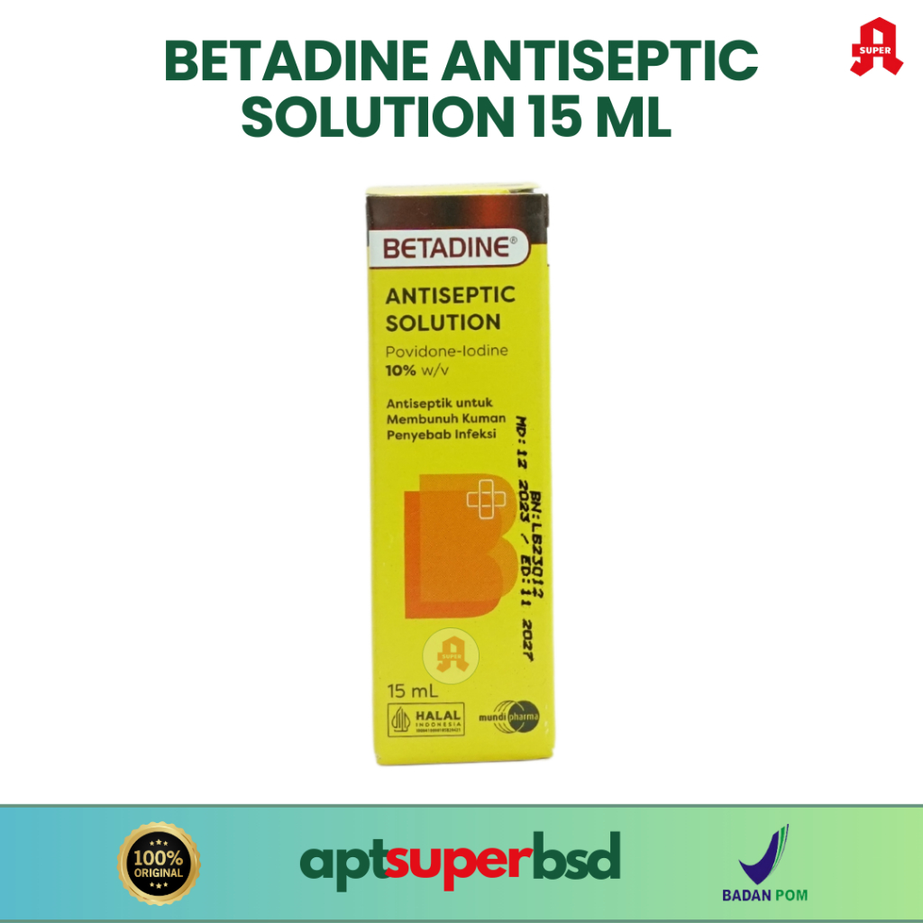 Jual Betadine Antiseptic Solution - 15 mL - Obat Luka Antiseptik | Shopee Indonesia