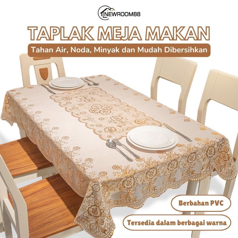 Jual Newroom - Taplak Meja Makan Bahan PVC Tebal Premium Motif Bunga ...