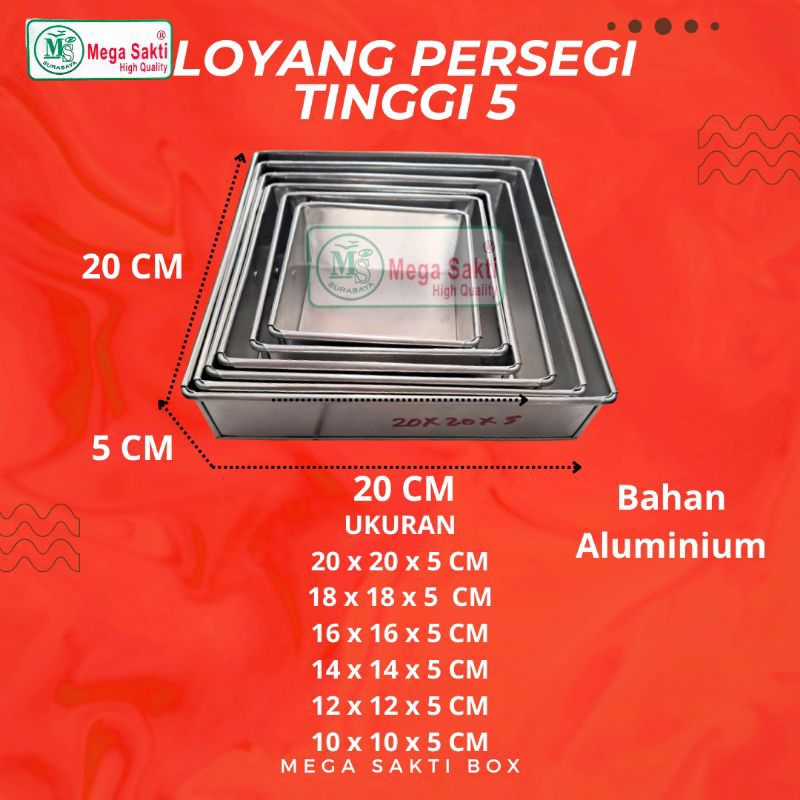 Jual (ISI 1 PCS) LOYANG ALUMINIUM PERSEGI TINGGI 5 CM & 7 CM / CETAKAN ...