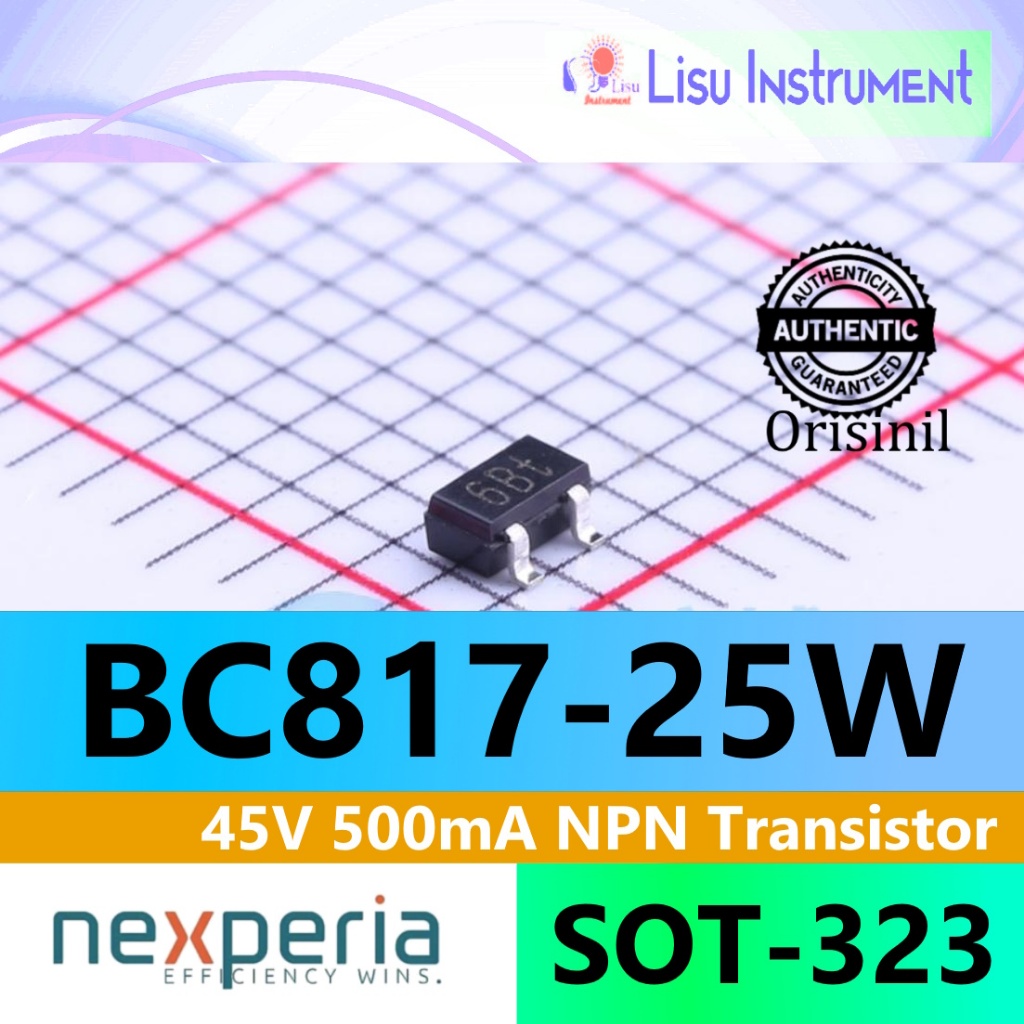 Jual BC817-25W 45V 500mA NPN Transistor 6Bt 6B BC817 SOT-323 Nexperia ORIGINAL | Shopee Indonesia