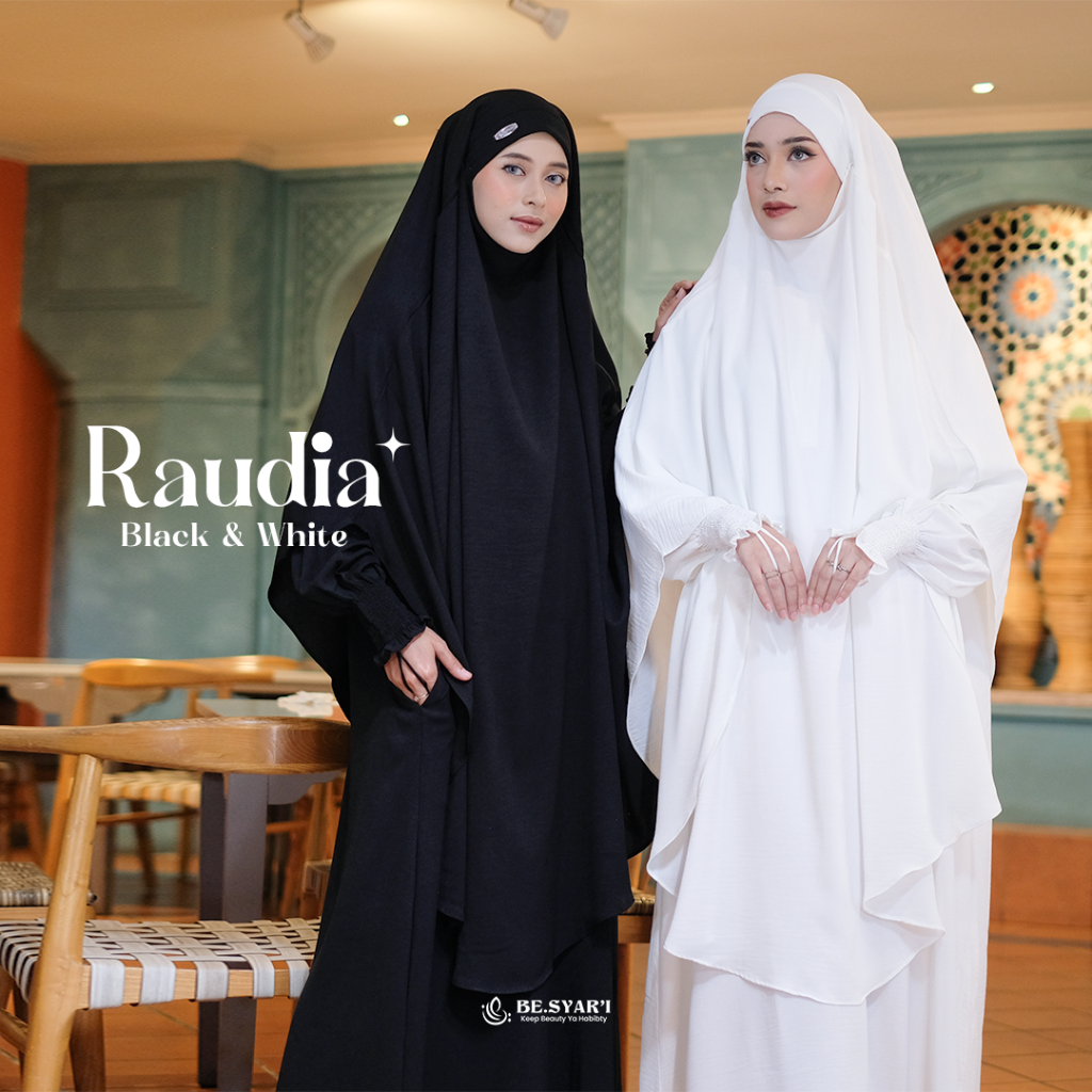 Jual Be.Syar'i - Raudia Abaya Umrah Haji + French Khimar Instan | Gamis Exclusive For Daily ...