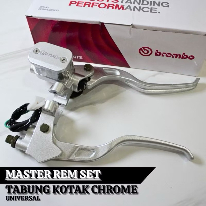 Jual murah master rem kotak oval 1set kiri kanan universal silver/black ...