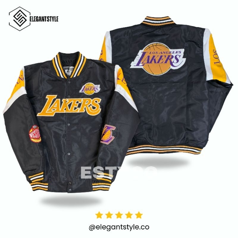 Jual [ESTYCO] Jaket Varsity Baseball LAKERS BLACK WESTERN elegantStyle ...
