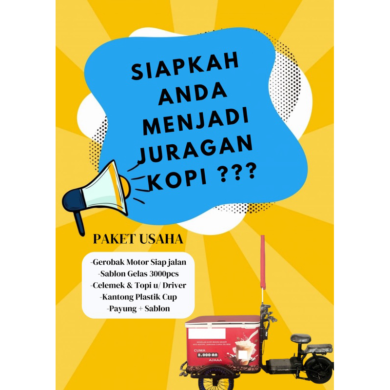 Jual GEROBAK SEPEDA LISTRIK KOPI KELILING GOWES STARLING PAKET USAHA ...