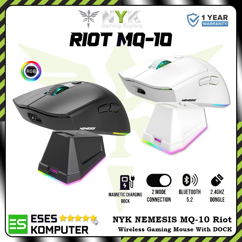 Jual Mouse NYK Nemesis MQ-10 MQ10 RIOT Wireless Bluetooth with Dock RGB | Mouse Gaming | Shopee ...