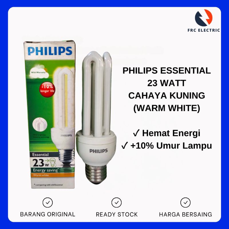 Jual Lampu Philips Essential 23 Watt Warm White Cahaya Kuning | Shopee Indonesia