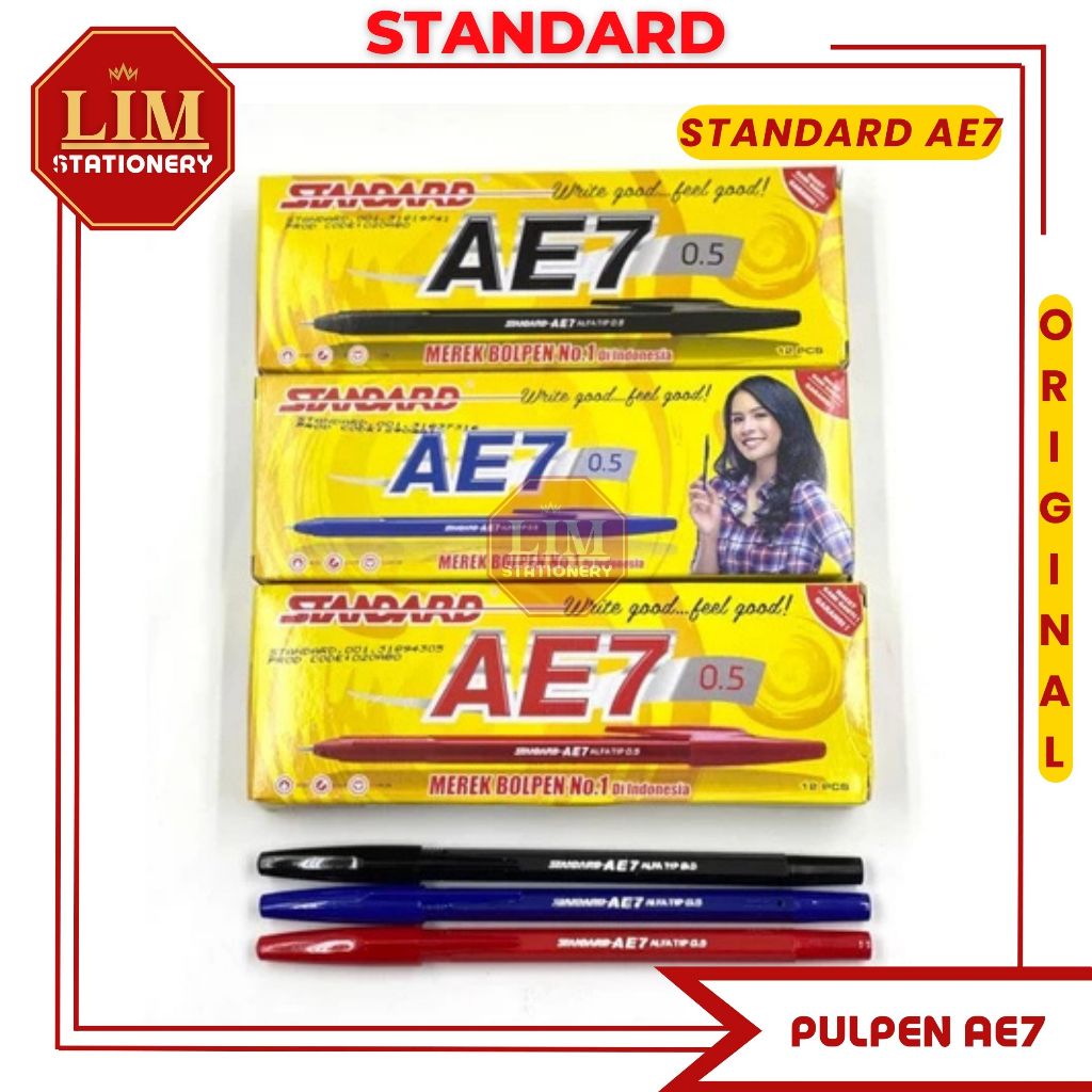 Jual PULPEN AE7 STANDARD 1PACK/12PCS AE7 STANDARD READY COD!!! | Shopee ...
