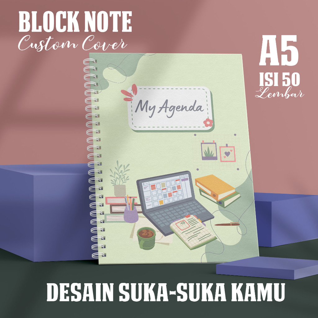 Jual Buku Notebook Custom A5 Spiral Custom - Isi HVS Polos 50 lbr (100 Halaman) - Cover Depan ...