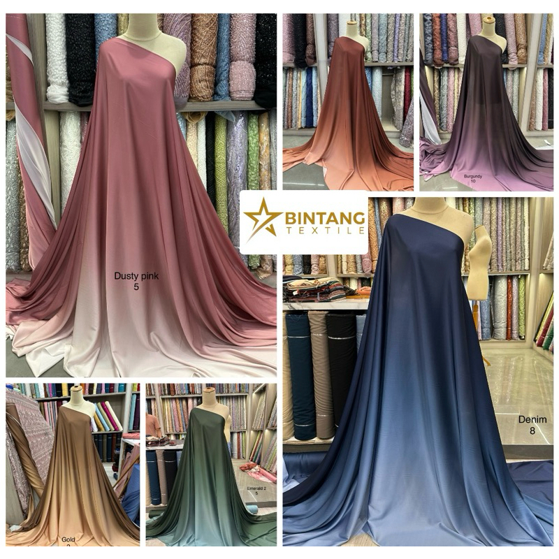 Jual kain Satin ARMANY SILK OMBRE Gradasi premium / bahan furing ...
