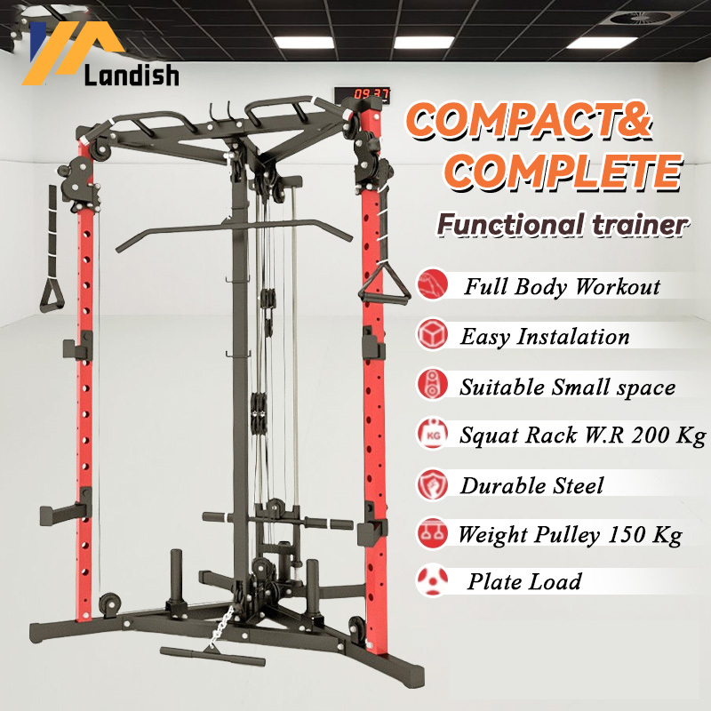 Jual Functional Squat Rack Dual Cable Crossover Home Gym Trainer Pulley ...
