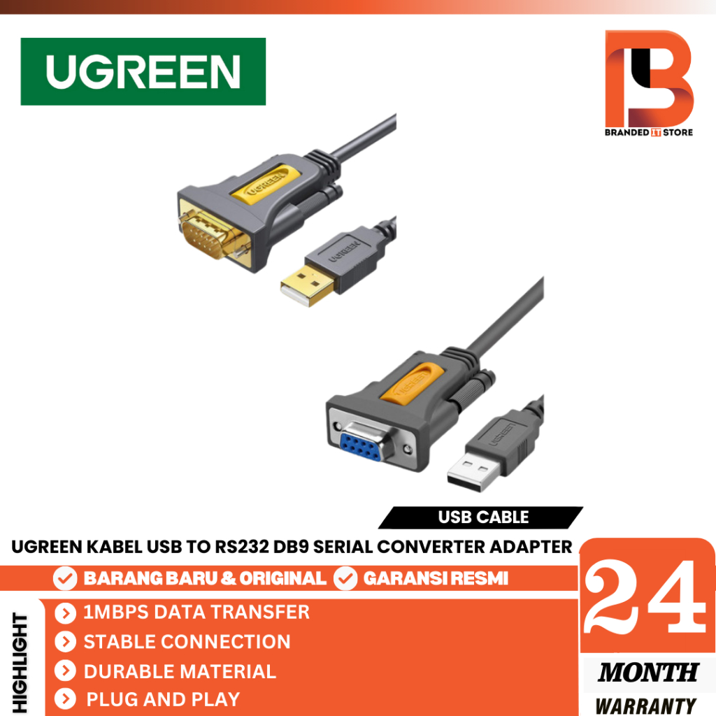 Jual UGREEN KABEL USB TO RS232 DB9 SERIAL CONVERTER ADAPTER RS-232 20201 | Shopee Indonesia
