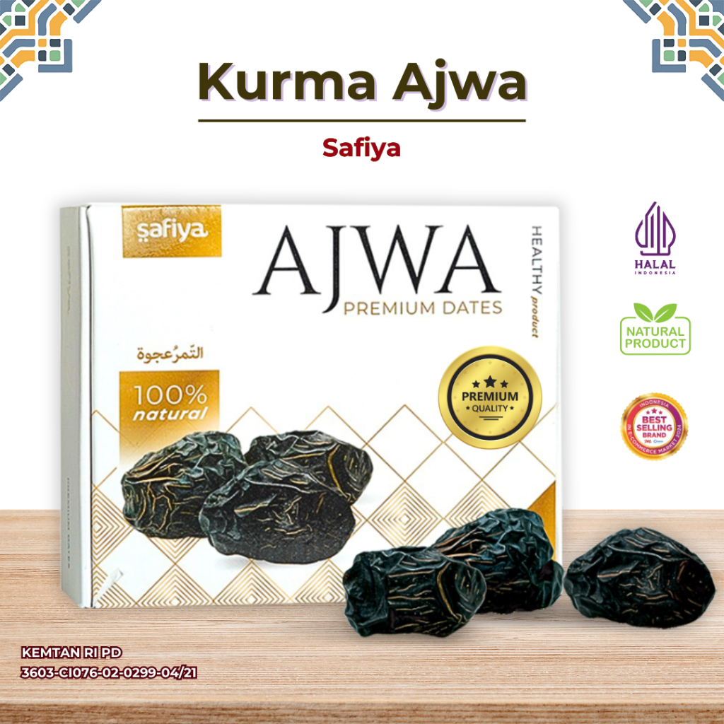 Jual Kurma Ajwa 500 Gram Safiya | Kurma Nabi Azwa Premium Original ...