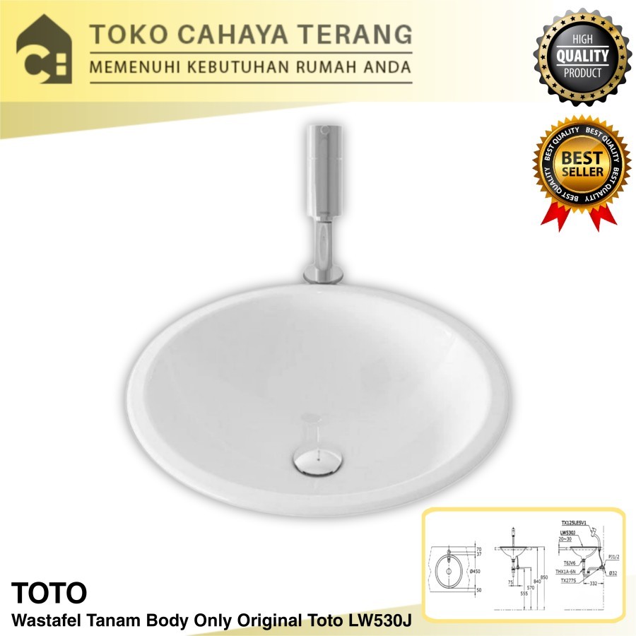 Jual Wastafel Tanam Bulat Toto LW530J Body Only / Wastafel Original ...