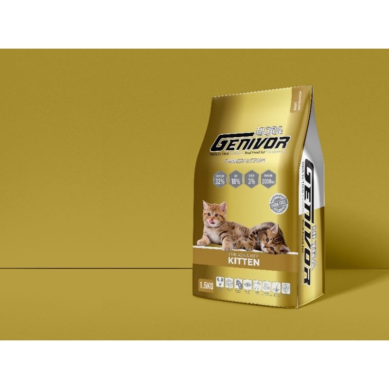 Jual Premium Cat Food Genivor Ultra Kitten Chicken & Rice 1,2kg ...