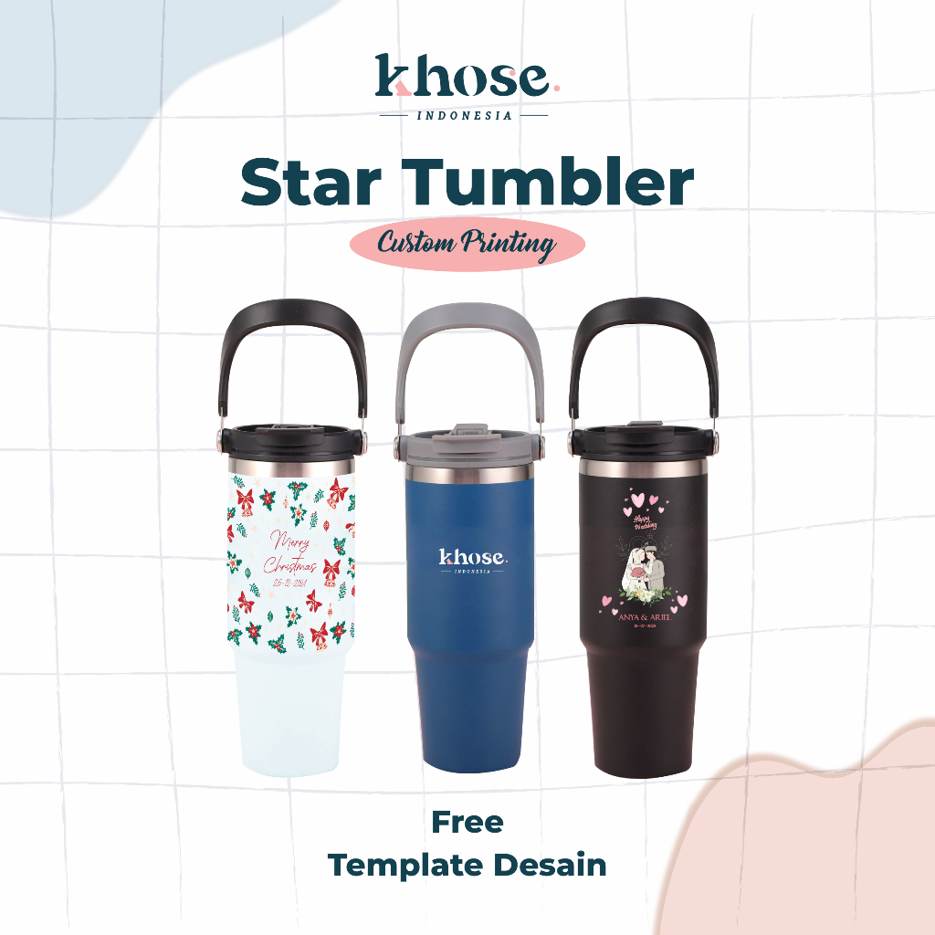 Jual Khose Star Tumbler 600ml dan 900ml Custom Printing Cetak UV Full Print Nama Logo Gambar ...
