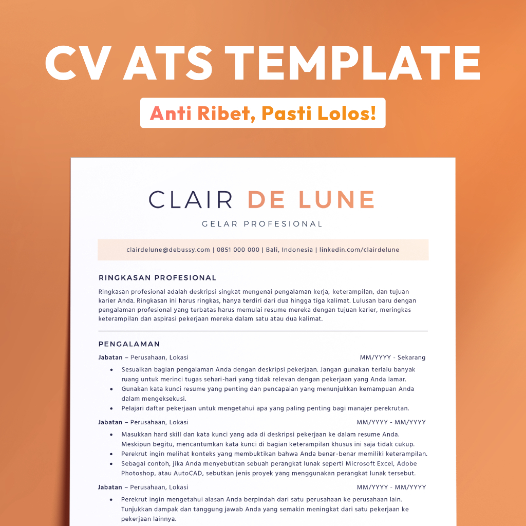 Jual Template CV ATS | Format Dioptimasi Sistem Rekrutmen | Shopee ...
