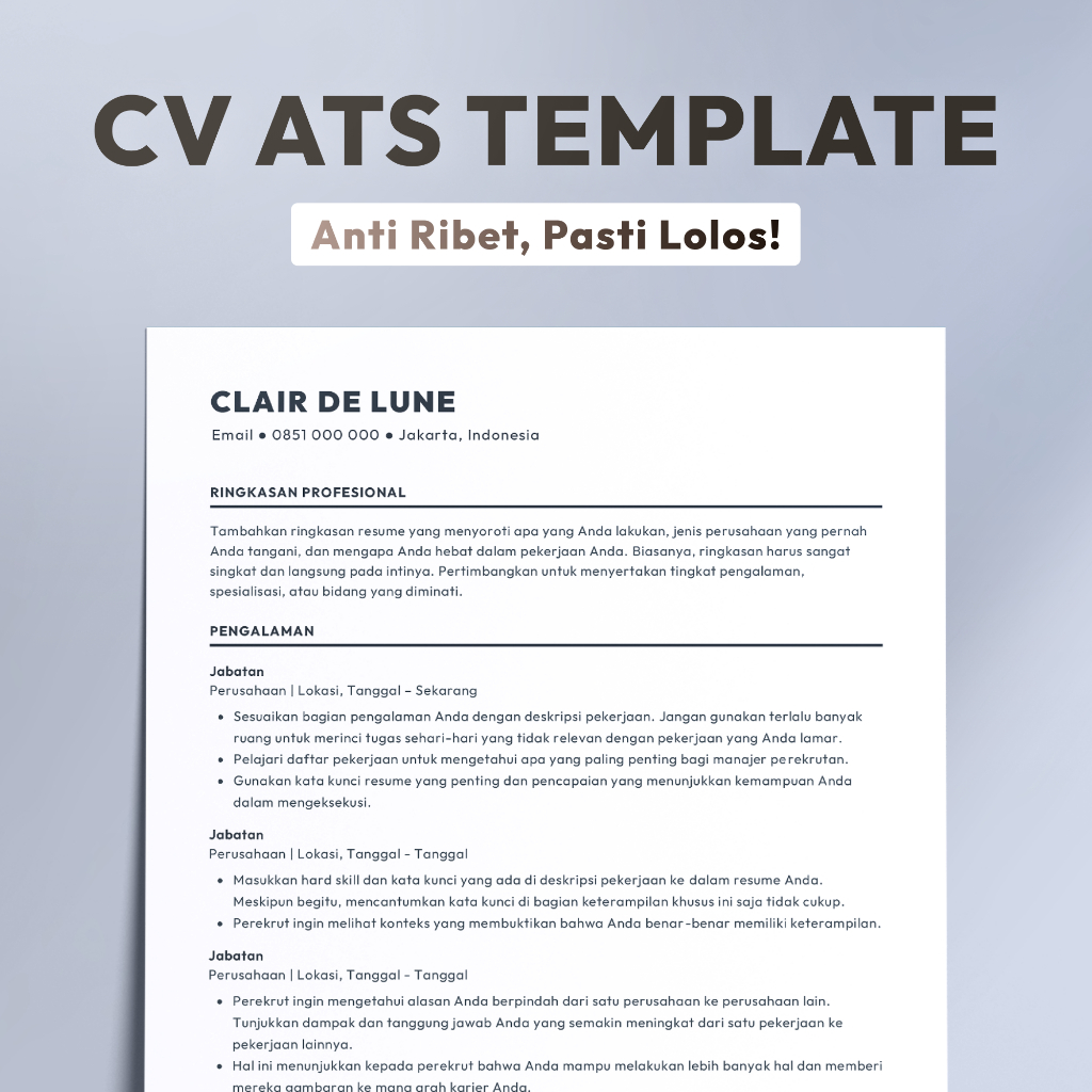 Jual Template CV ATS Professional | Termasuk Panduan Penulisan | Shopee ...