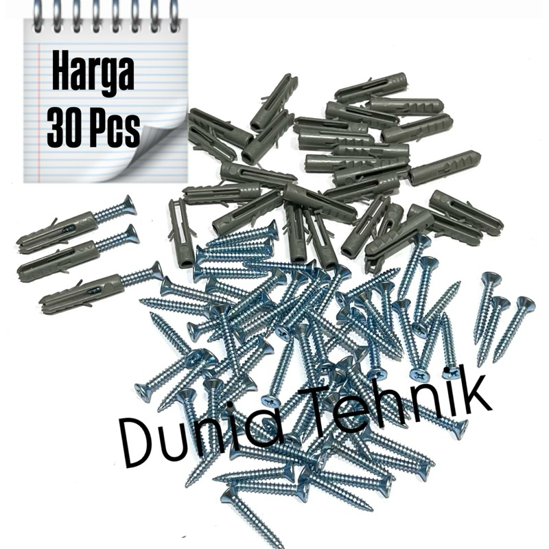 Jual Viser S6 dan Sekrup 1 Pack 30 pcs Piser Tembok + Sekrup Dinding ...