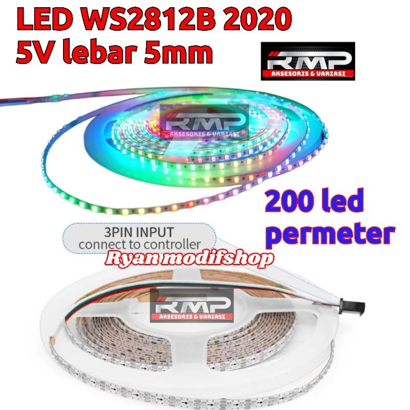 Jual led ws2812b 5v lebar 5mm 160 dan 200 led permeter ws2812b top view ...