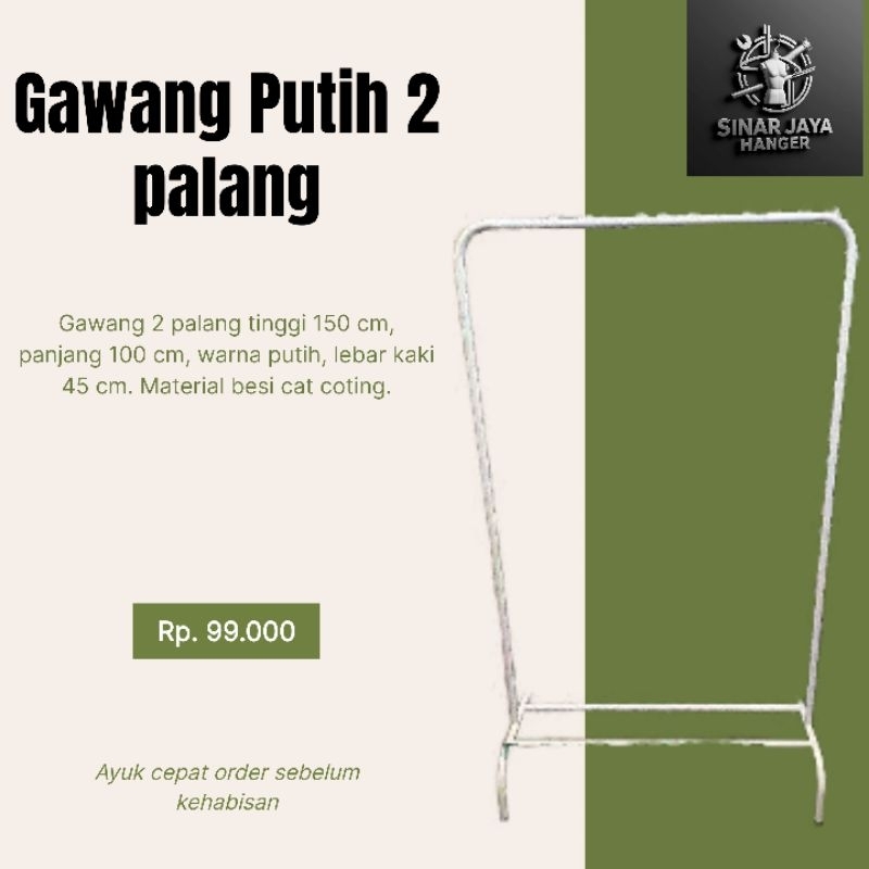 Jual Gawang/gantungan display pakaian putih 2 palang uk 100 cm | Shopee ...