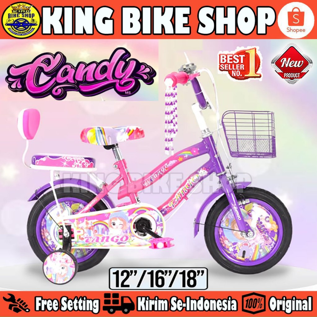 Jual Sepeda Anak Perempuan TANGO CANDY Ukuran 12 16 18 Inch Keranjang ...