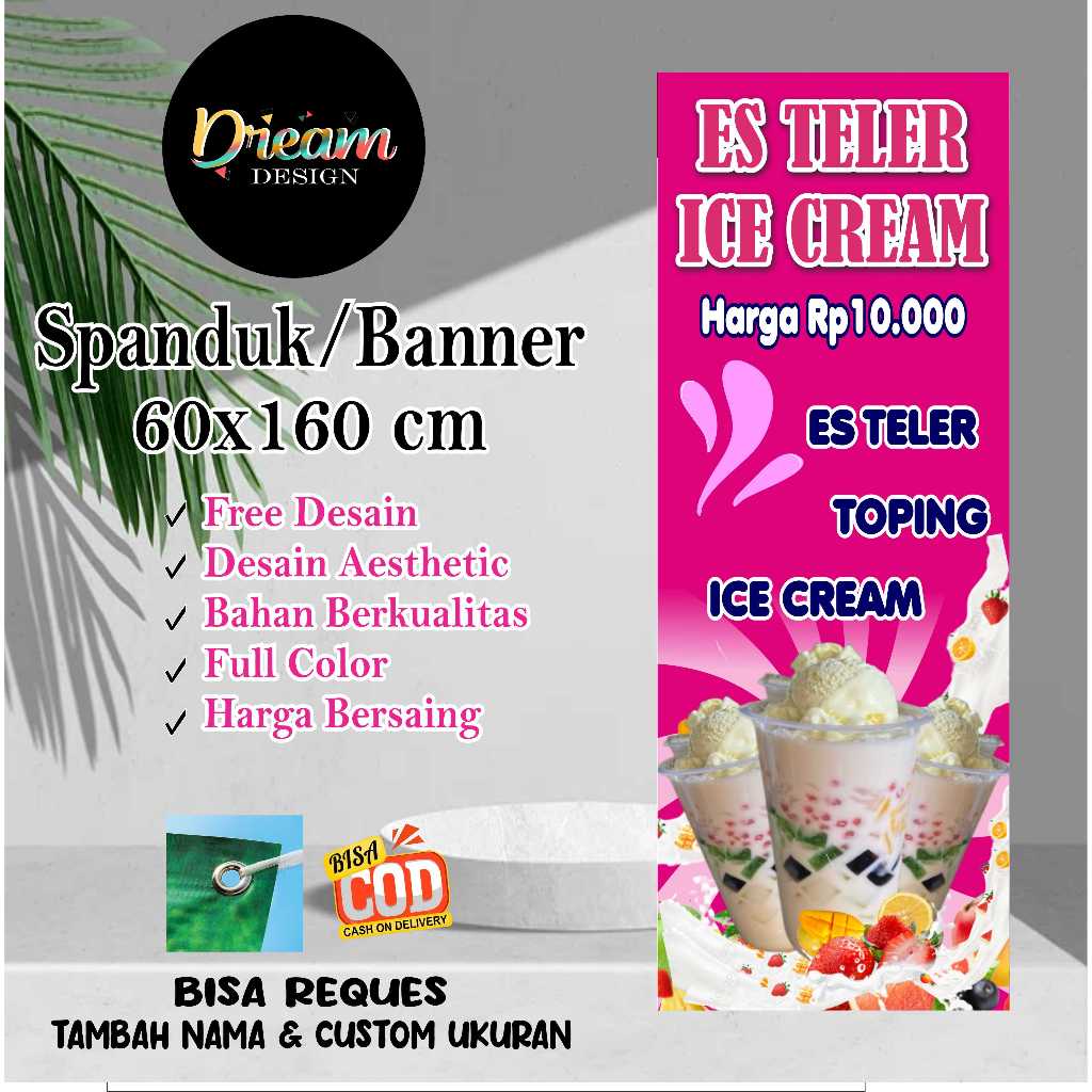 Jual Spanduk 60x160 cm es teller ice cream Custom Desain | Shopee Indonesia