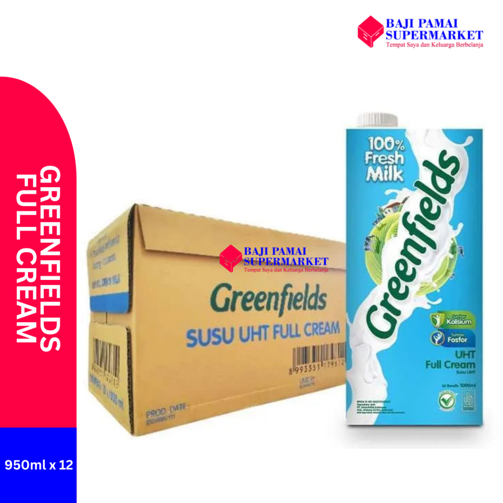 Jual Greenfields Susu UHT Full Cream 1 Dus isi 12 Pack X 950ml Susu Greenfield Full Cream Karton ...