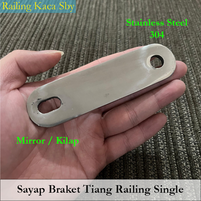Jual SAYAP PLAT SINGLE MIRROR KILAP KUPINGAN KACA TIANG RAILING SOLID ...
