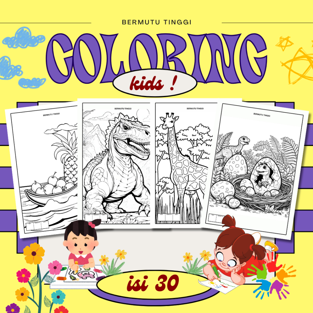 Jual Lembar Mewarnai Anak Paket 30 Lembar Worksheet Kreatifitas ...