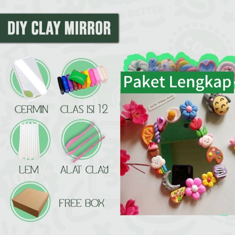Jual Diy Clay Mirror/ clay date / diy clay cermin/clay date paket ...