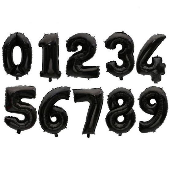 Jual MS - (1pcs) Balon Foil Angka HITAM 40 cm / Balon Angka Ulang Tahun ...