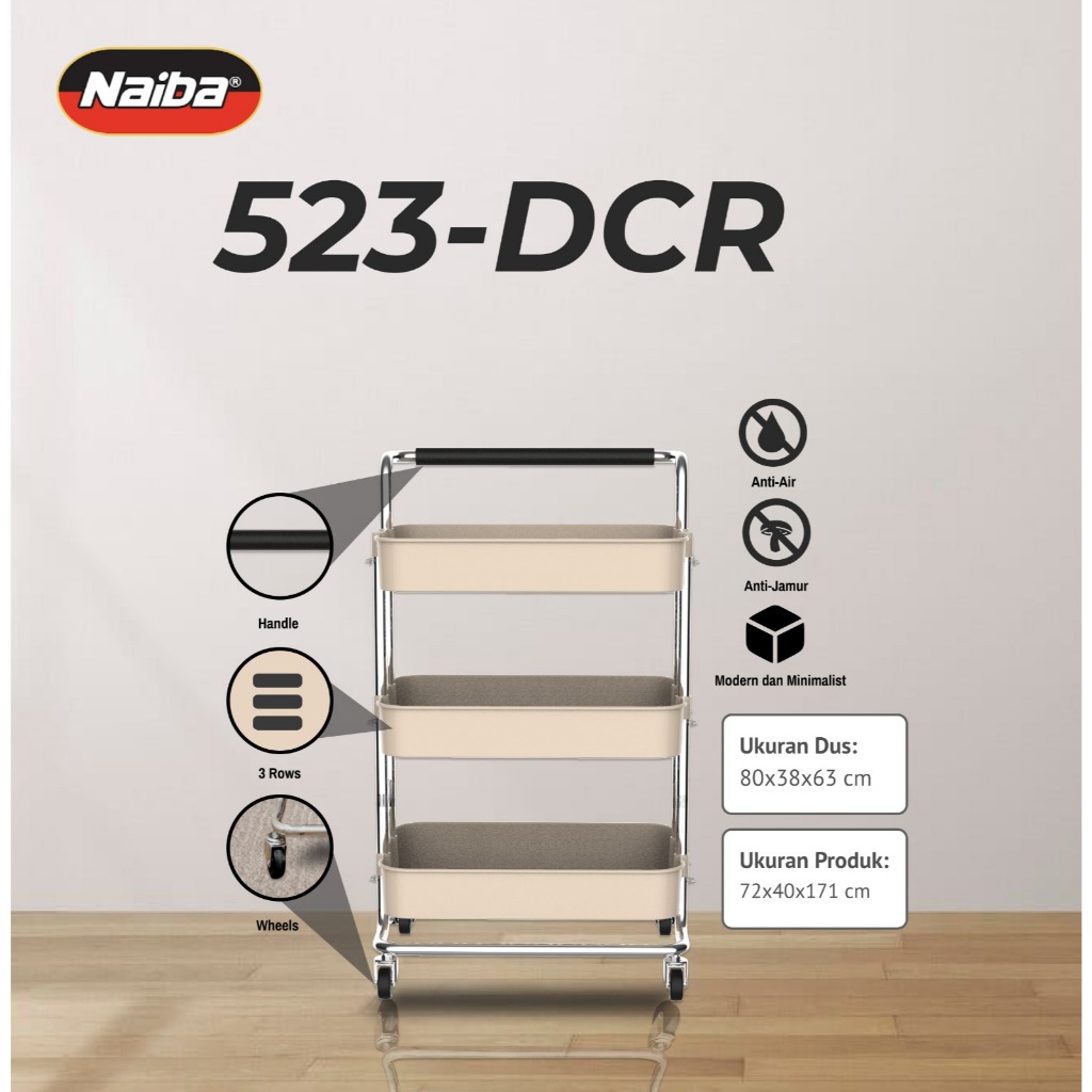 Jual NAIBA - Rak Trolley Ukuran Medium (M) - rak roda | Shopee Indonesia