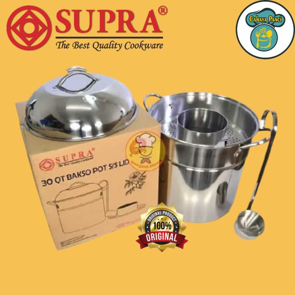 Jual SUPRA Panci Bakso Stainless 30QT Stock Pot Original, Dandang Bakso ...