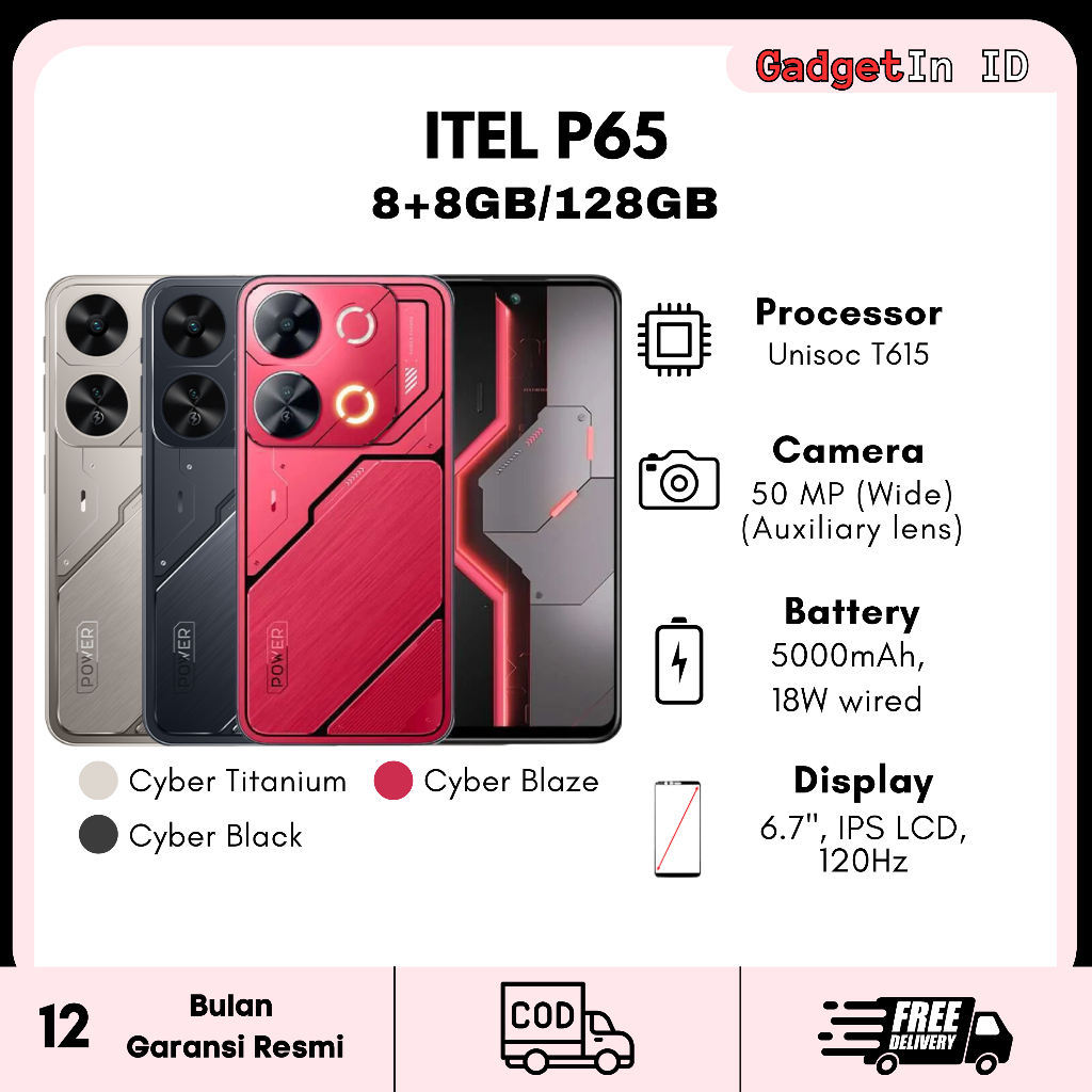 Jual ITEL P65 8+8GB/128GB Garansi Resmi | Shopee Indonesia