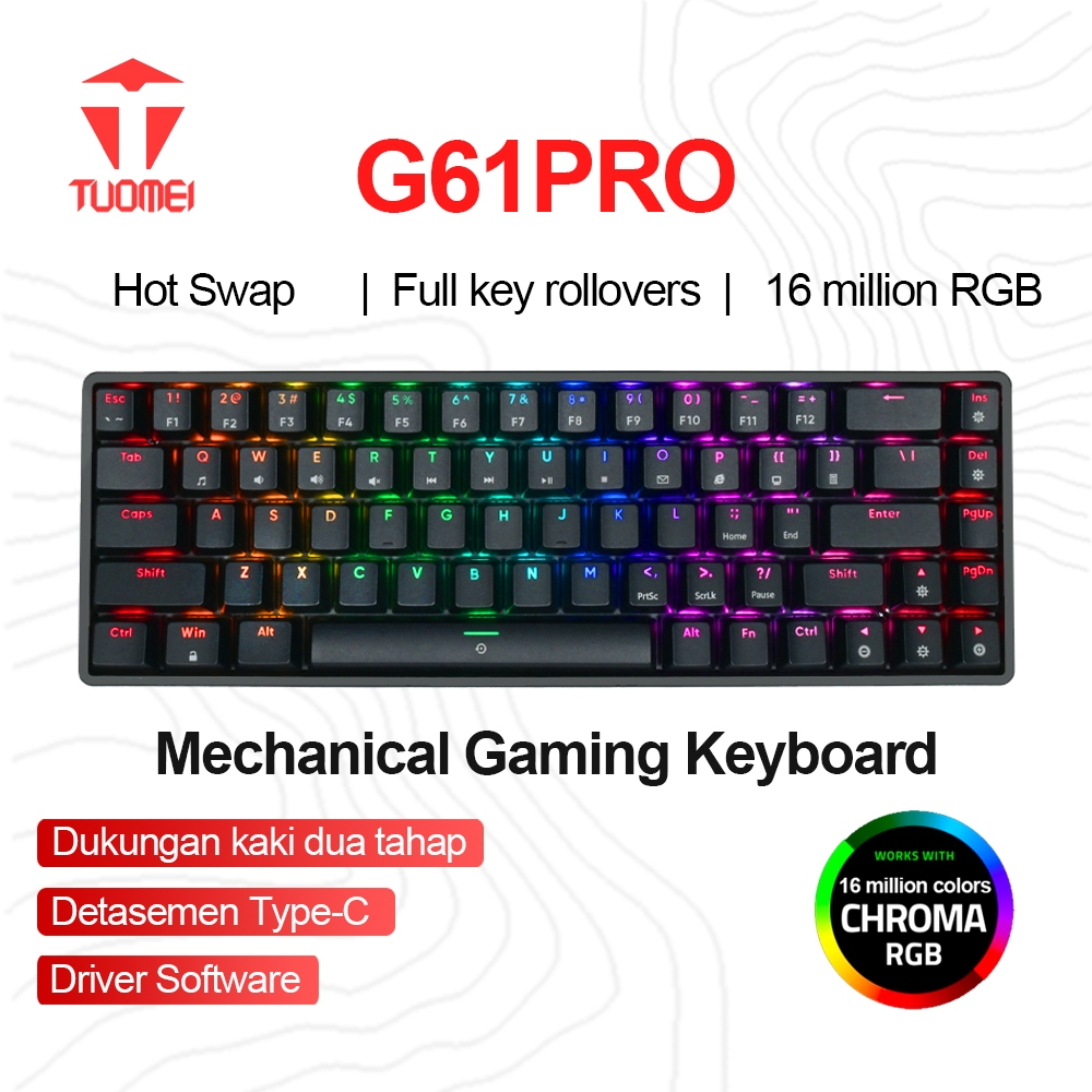 Jual TUOMEI AK68 Mechanical Gaming Keyboard Hotswap RGB 16 million ...