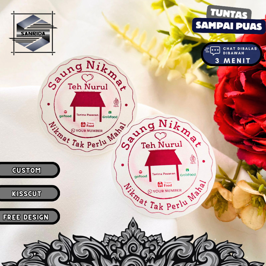Jual Cetak Stiker Label Rumah Makan Sticker Bulat Tema Warung Nasi Free ...