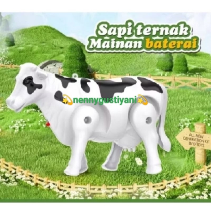 Jual Mainan hewan sapi milk cow berjalan & bersuara B/O | Shopee Indonesia