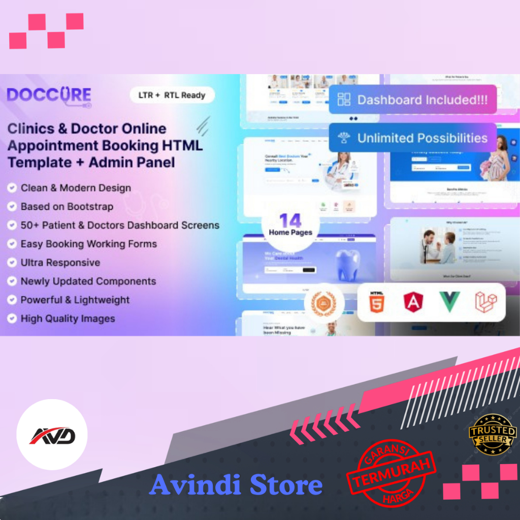 Jual Doccure - HTML Angular Vue & Laravel Clinic & Doctor Appointment Booking Template + Admin ...