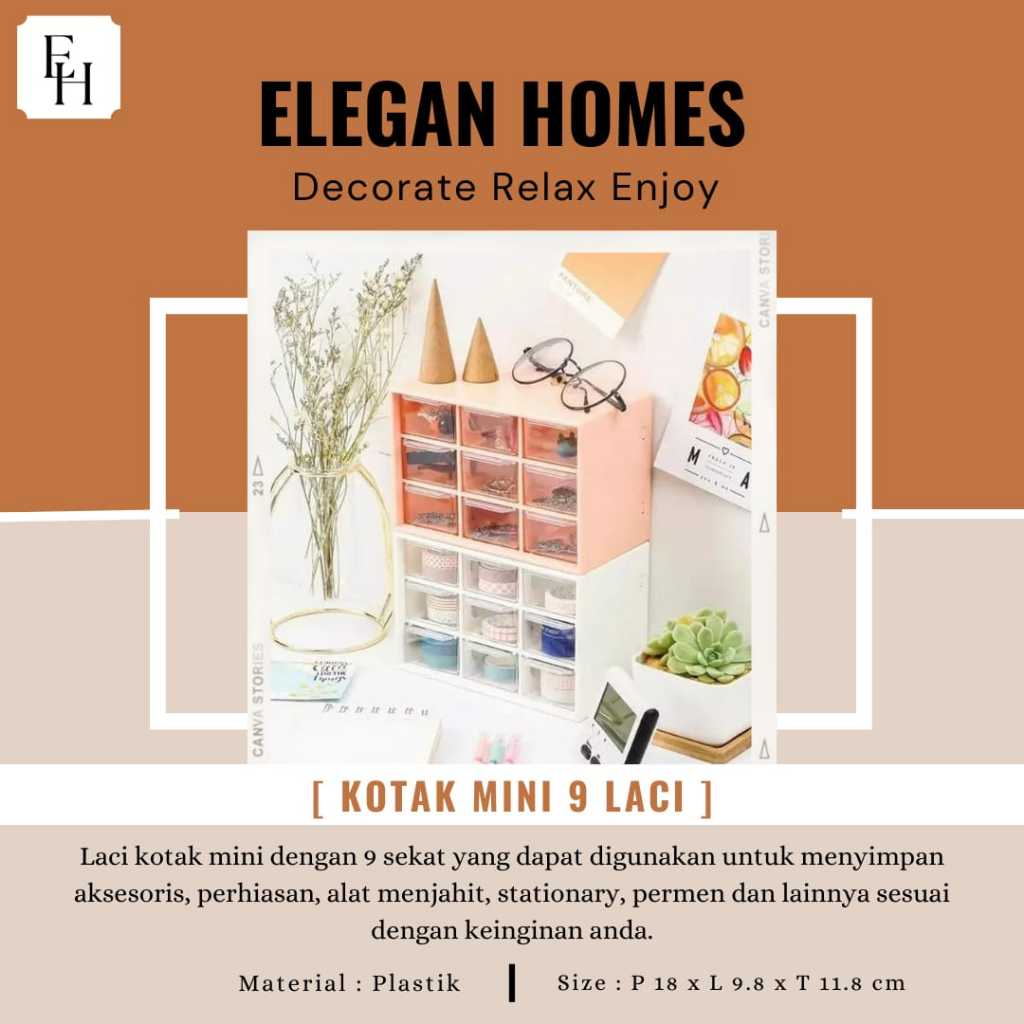 Jual KOTAK MINI 9 LACI / KML STORAGE MINI BOX KOTAK PERHIASAN KARET ...