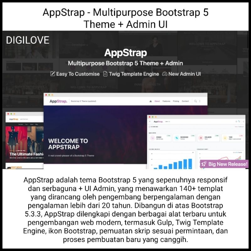 Jual AppStrap - Multipurpose Bootstrap 5 Theme + Admin UI | Shopee Indonesia