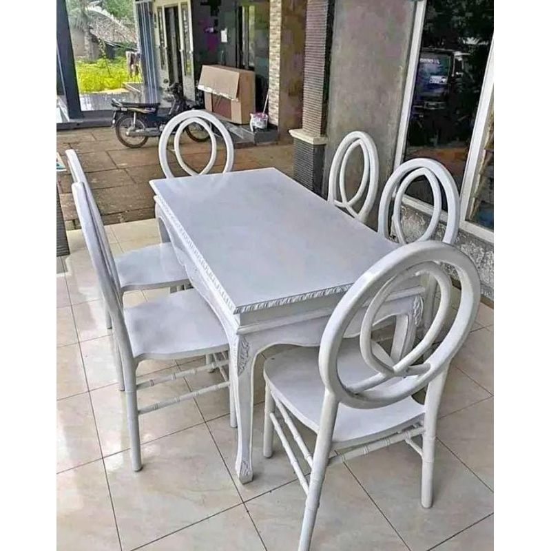 Jual 1 Set Meja Akad Nikah Kursi Tiffany Olivia Silang Ful Kayu Jati ...