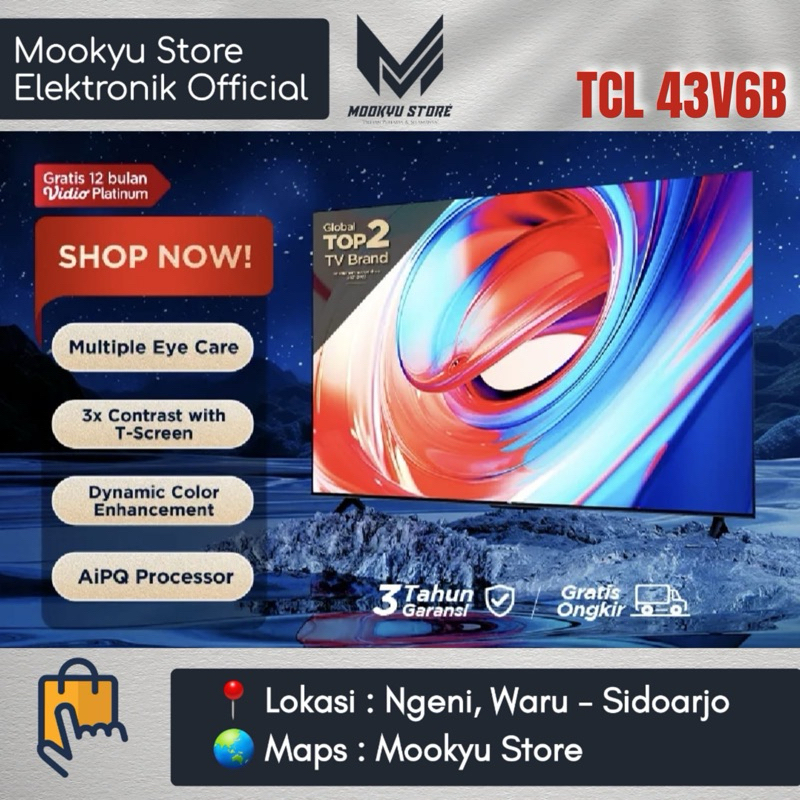 Jual TCL 43V6B LED UHD 4K GOOGLE SMART TV 43 inch | DOLBY ATMOS & MEMC PREMIUM QUALITY | Shopee ...
