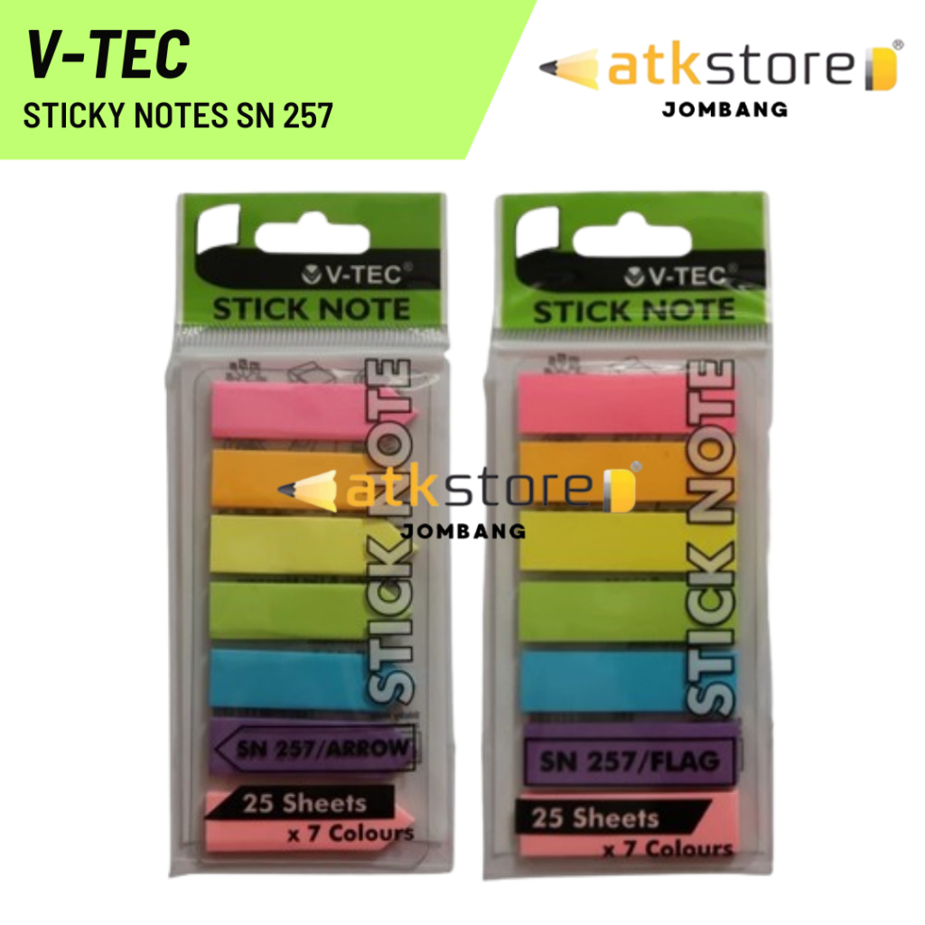 Jual V-TEC Sticky Notes SN 257 Flag / Sticky Notes Warna/ Note Kertas ...
