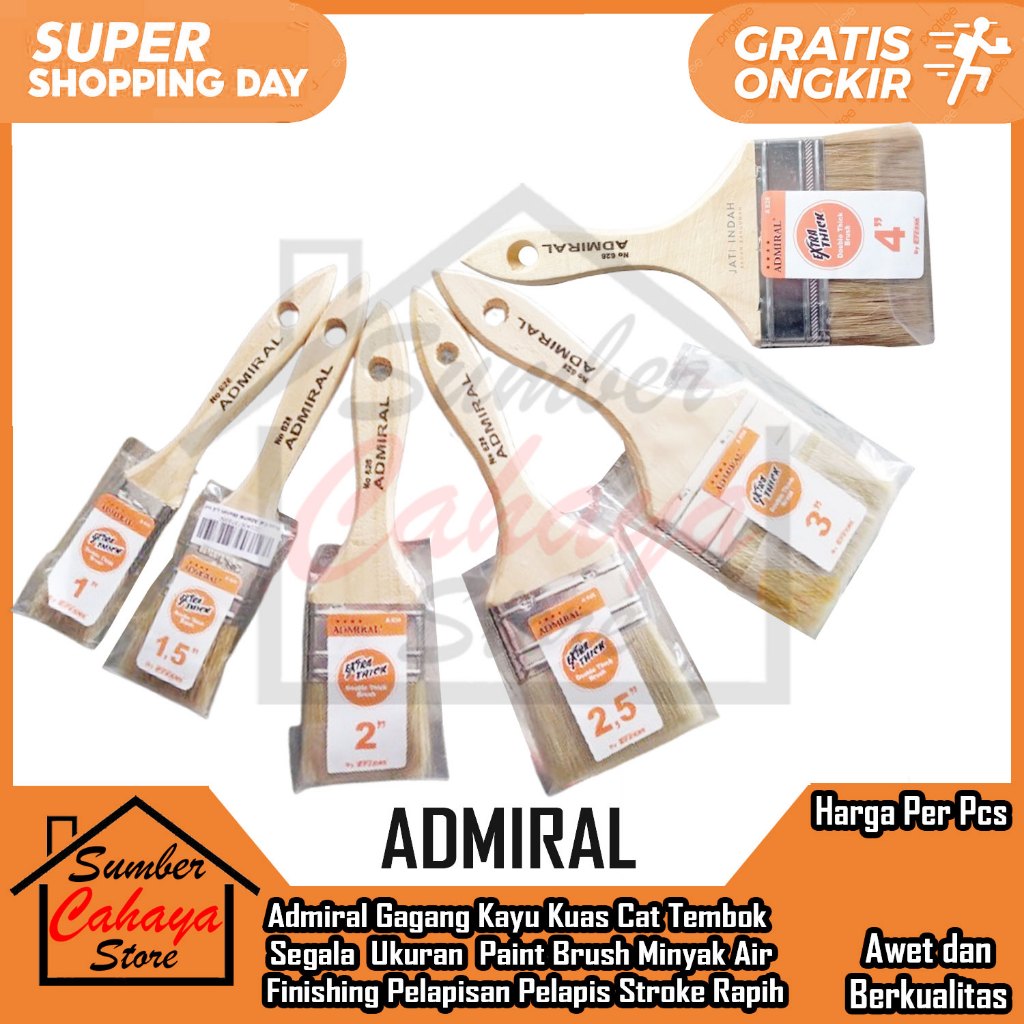 Jual Admiral Kuas Cat Gagang Kayu Tembok Segala Berbagai Ukuran ...