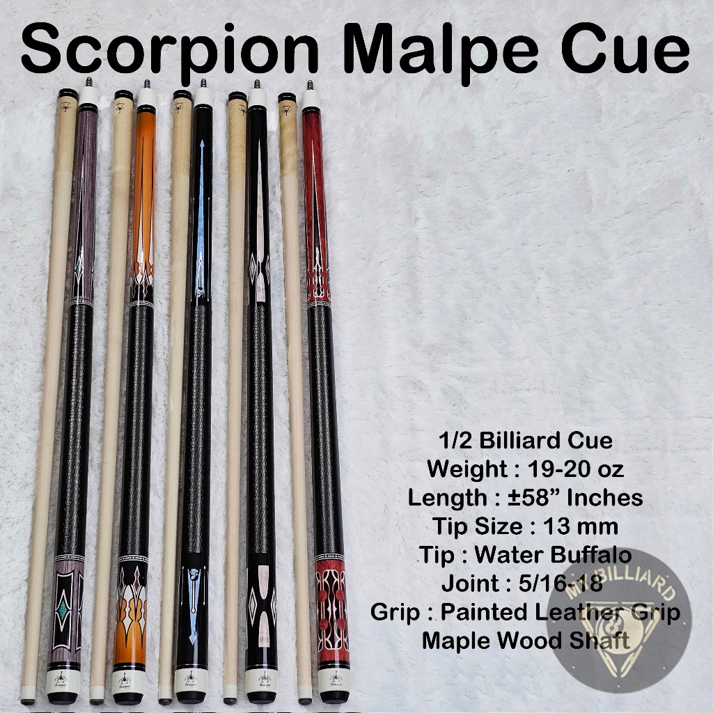 Jual Scorpion Cue Stick Billiard 13 mm - Stik Billiar Maple Wood Cue ...